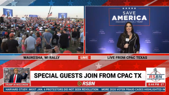 RSBN’s CPAC team goes LIVE on the megatron at EPIC Wisconsin Trump rally
