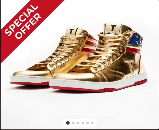 Trump has fun in Philly unveiling BOLD and GOLD collectible sneakers at ...